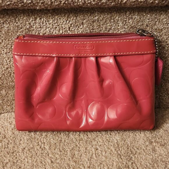 Coach | Bags | Coach Bright Pink Signature Cosmetic Case | Poshmark